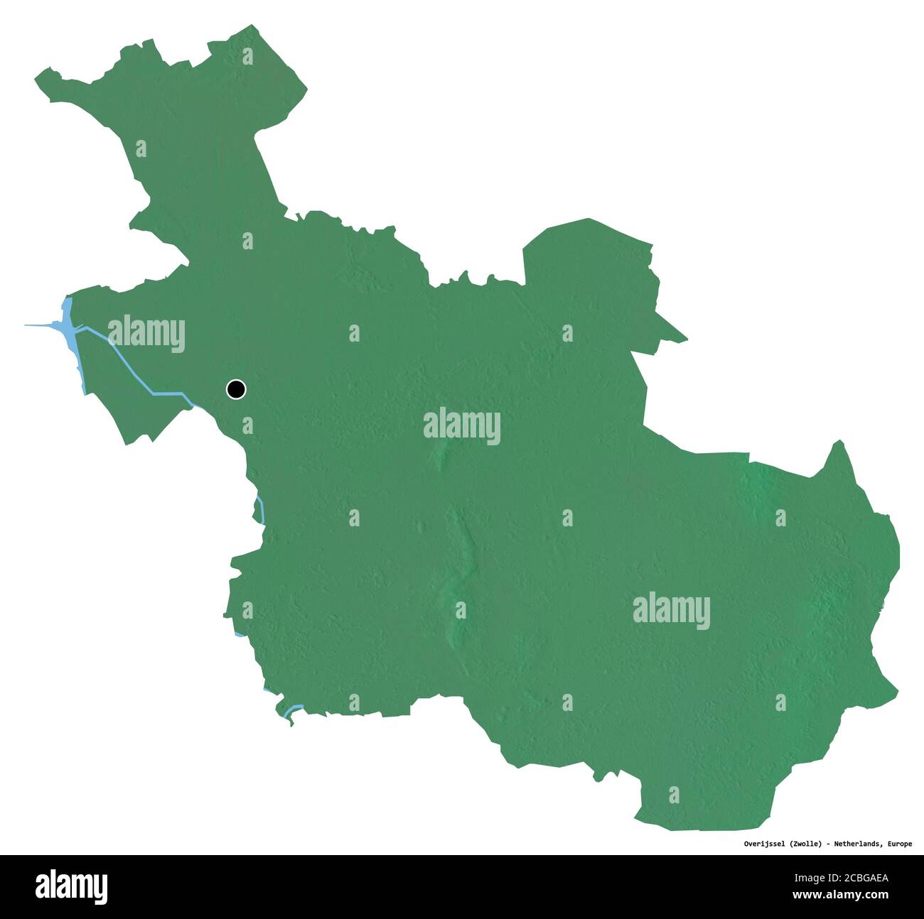 Shape of Overijssel, province of Netherlands, with its capital isolated ...