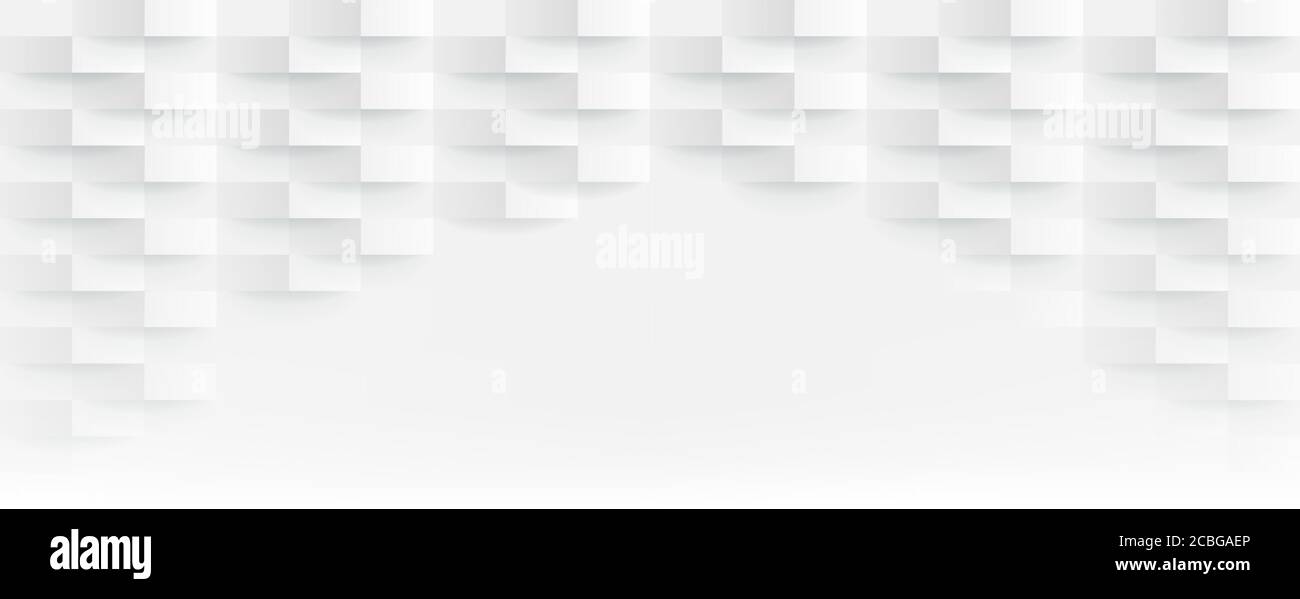 3D Futuristic white paper corners mosaic white background. Realistic ...