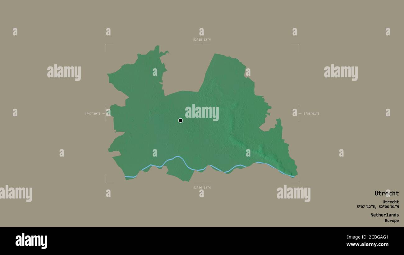 Area of Utrecht, province of Netherlands, isolated on a solid ...