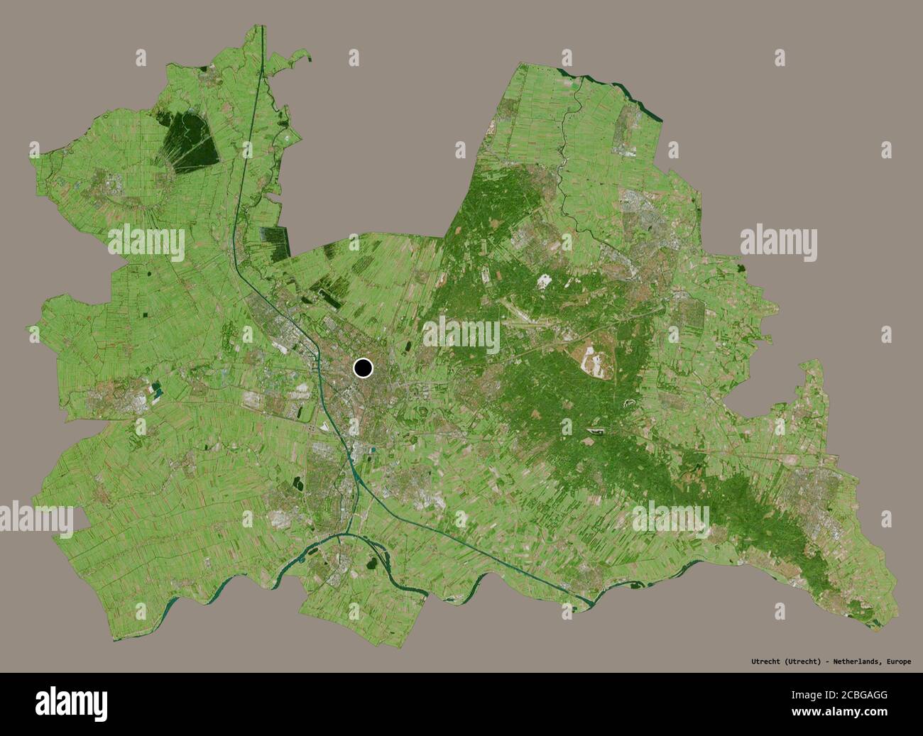 Shape of Utrecht, province of Netherlands, with its capital isolated on ...