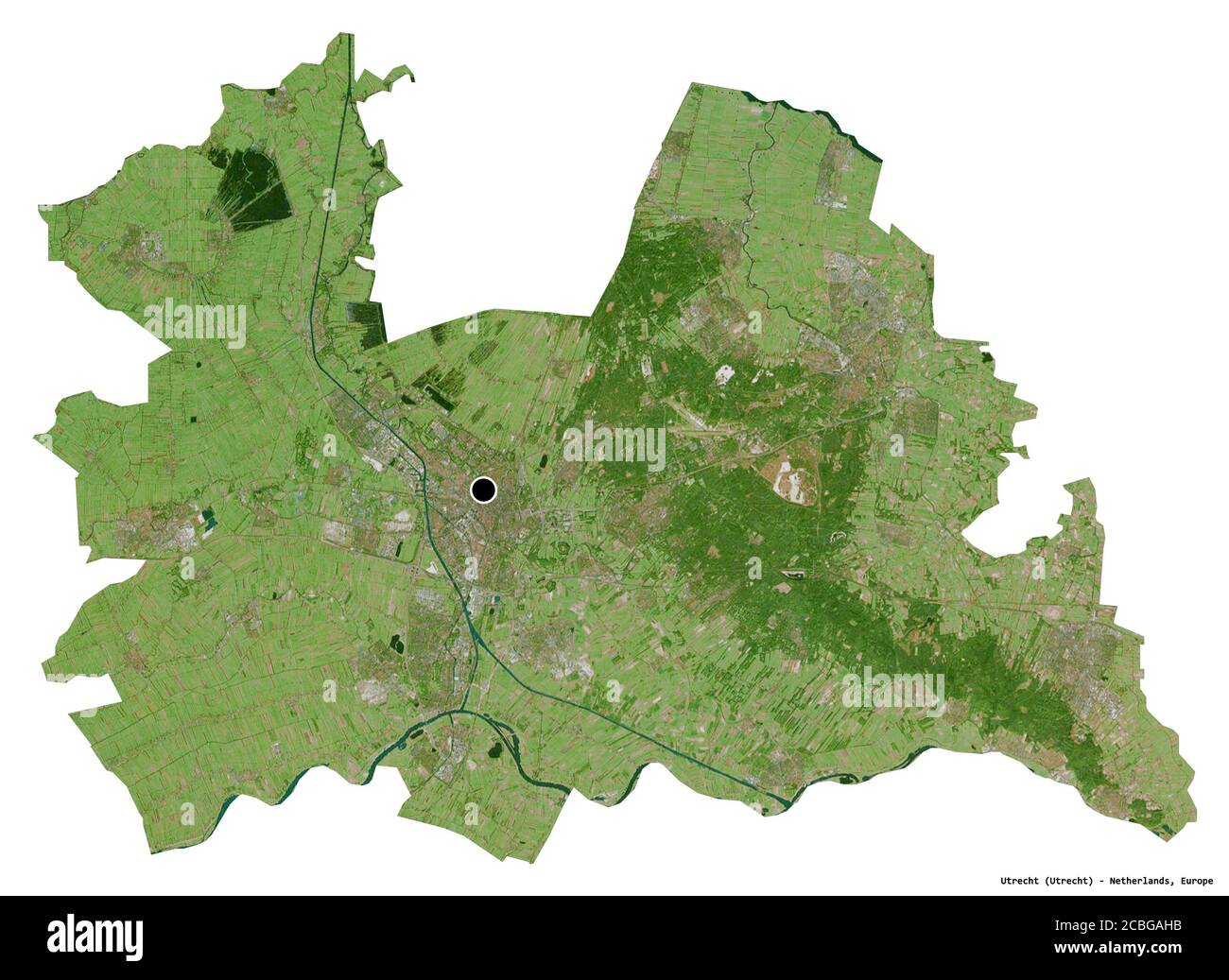 Shape of Utrecht, province of Netherlands, with its capital isolated on ...