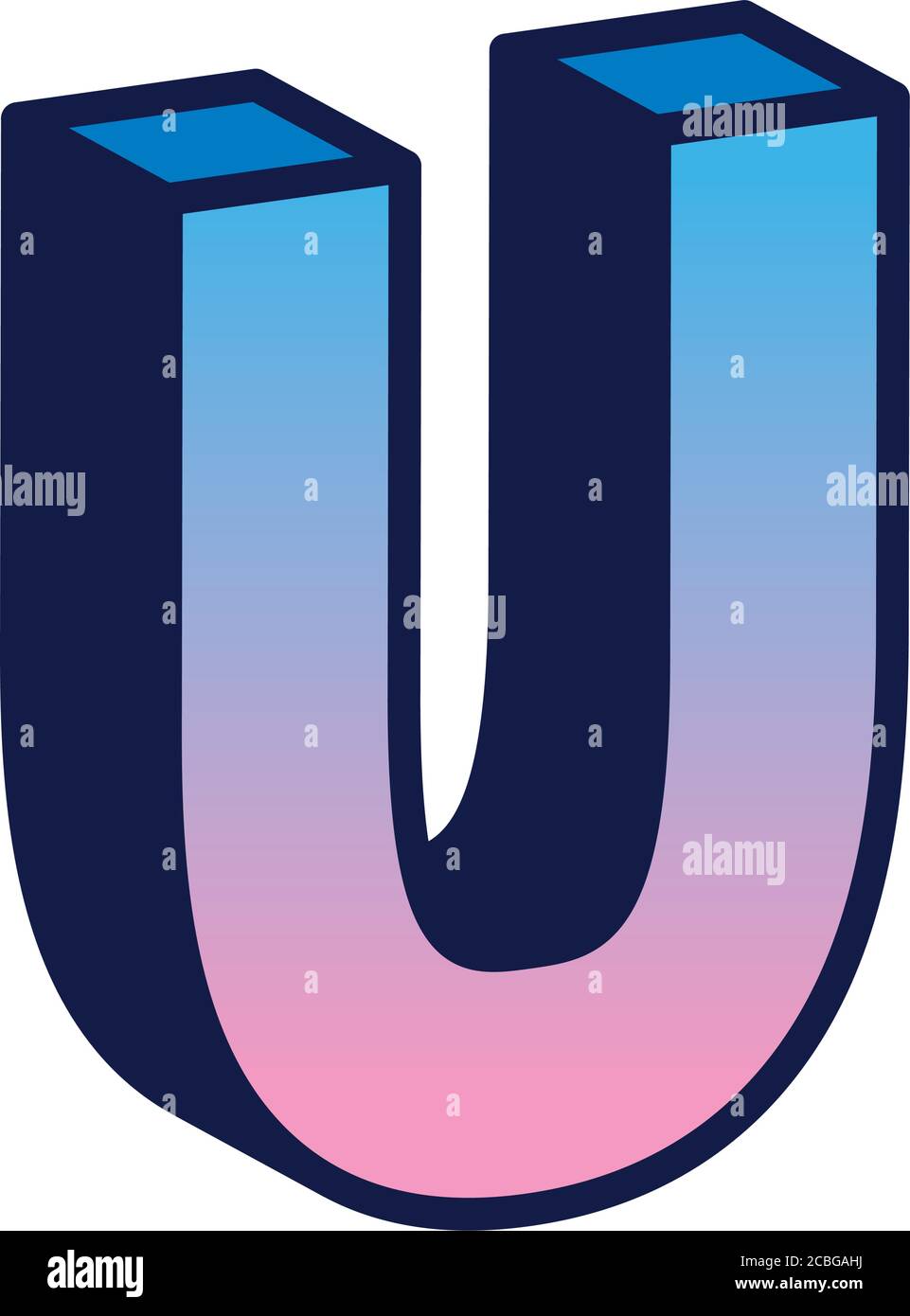 3d u letter design, lettering typography retro and comic theme Vector ...