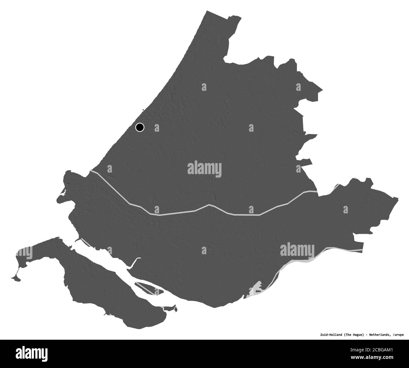 Shape of Zuid-Holland, province of Netherlands, with its capital ...