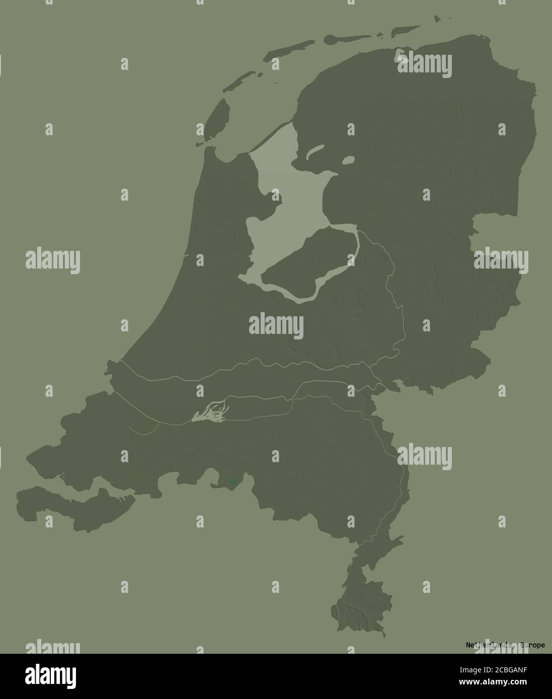 Shape of Netherlands with its capital isolated on a solid color ...