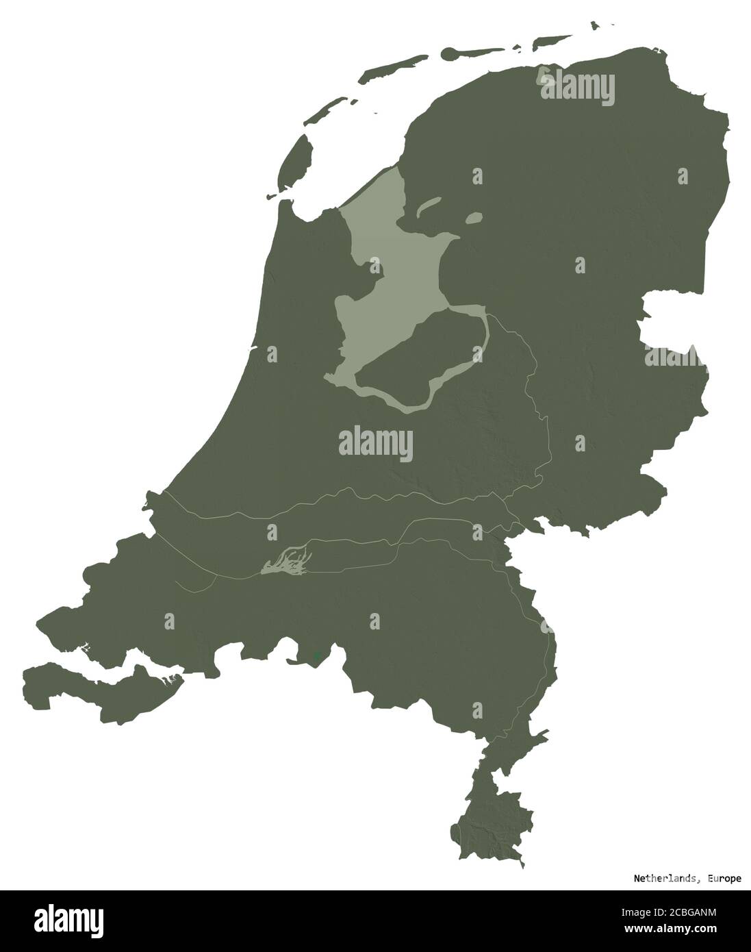 Shape of Netherlands with its capital isolated on white background ...