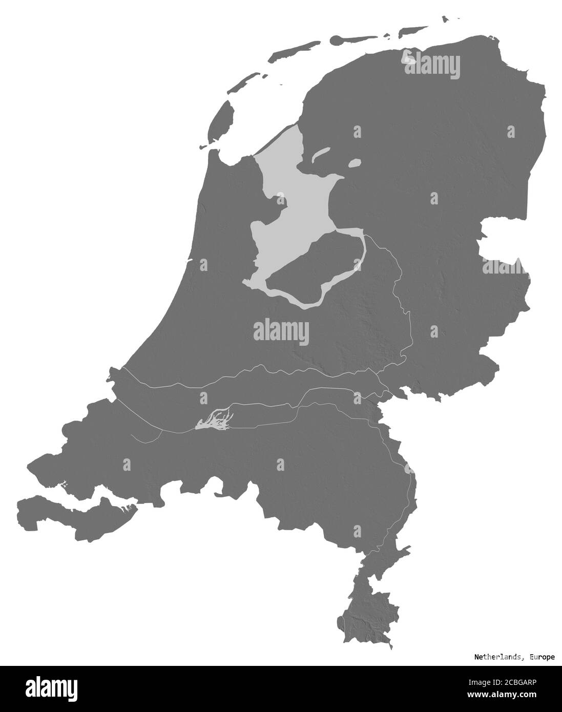 Shape of Netherlands with its capital isolated on white background ...