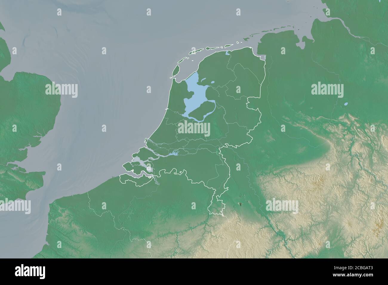 Extended area of Netherlands with country outline, international and ...