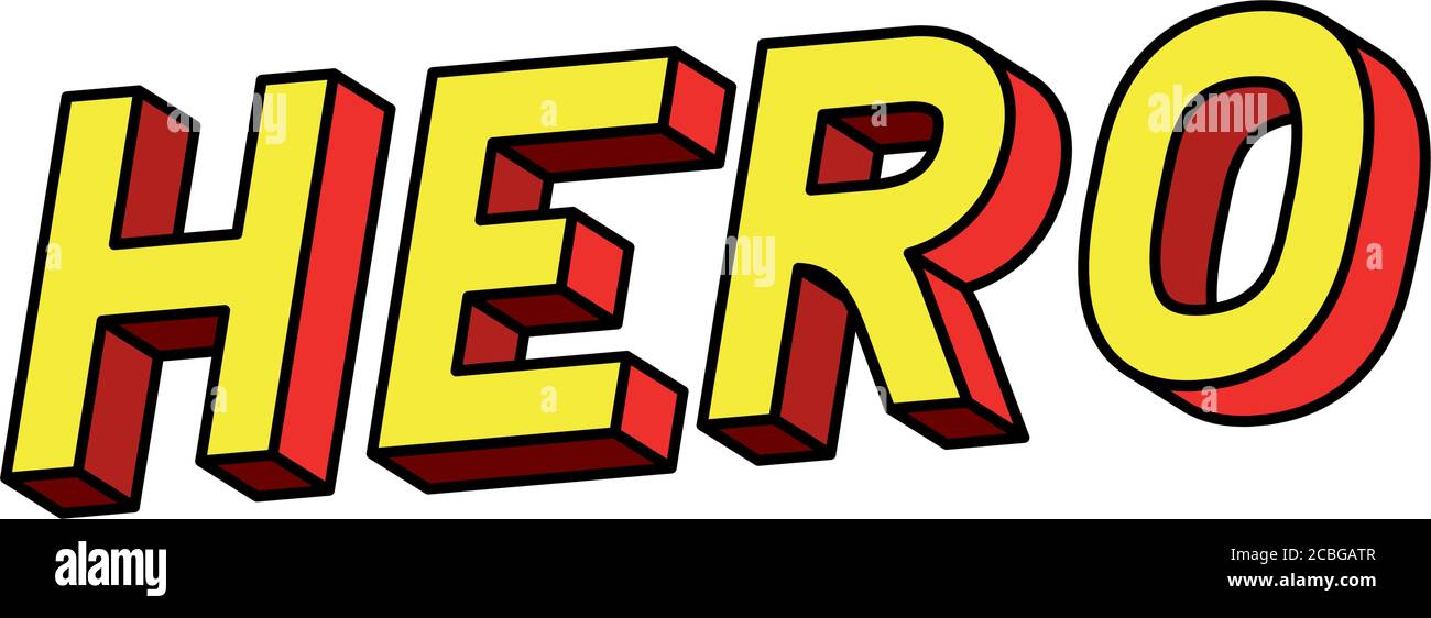 hero lettering design, typography retro and comic theme Vector ...