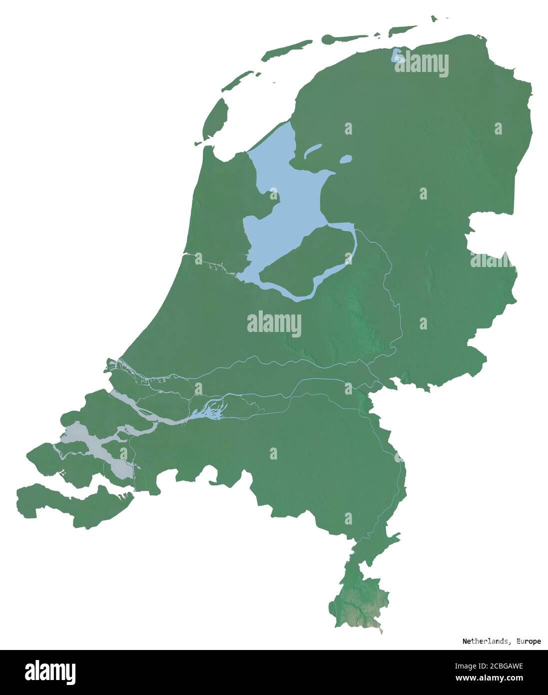 Shape of Netherlands with its capital isolated on white background ...