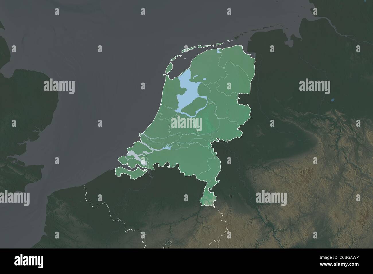 Shape of Netherlands separated by the desaturation of neighboring areas ...