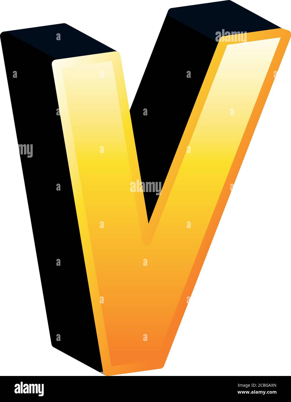 3d v letter design, lettering typography retro and comic theme Vector ...