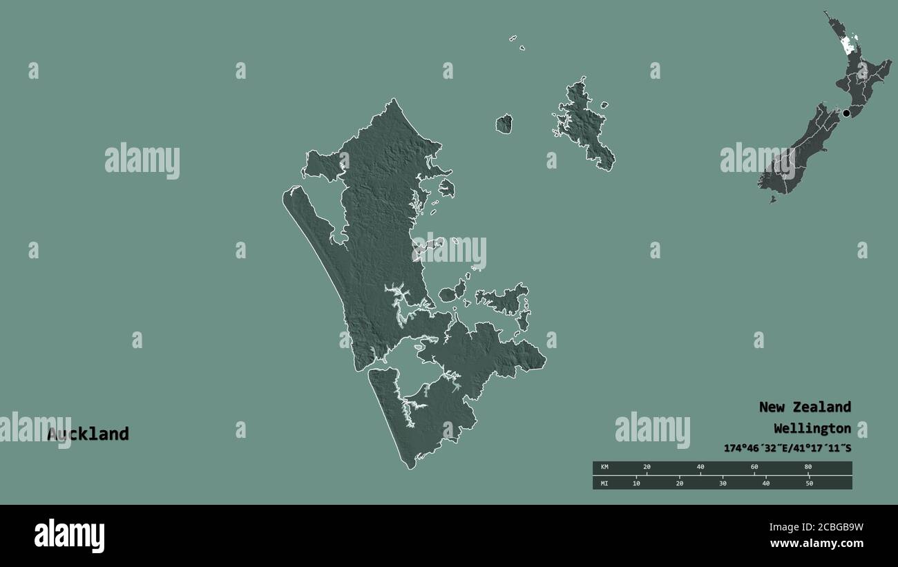 Shape of Auckland, regional council of New Zealand, with its capital ...