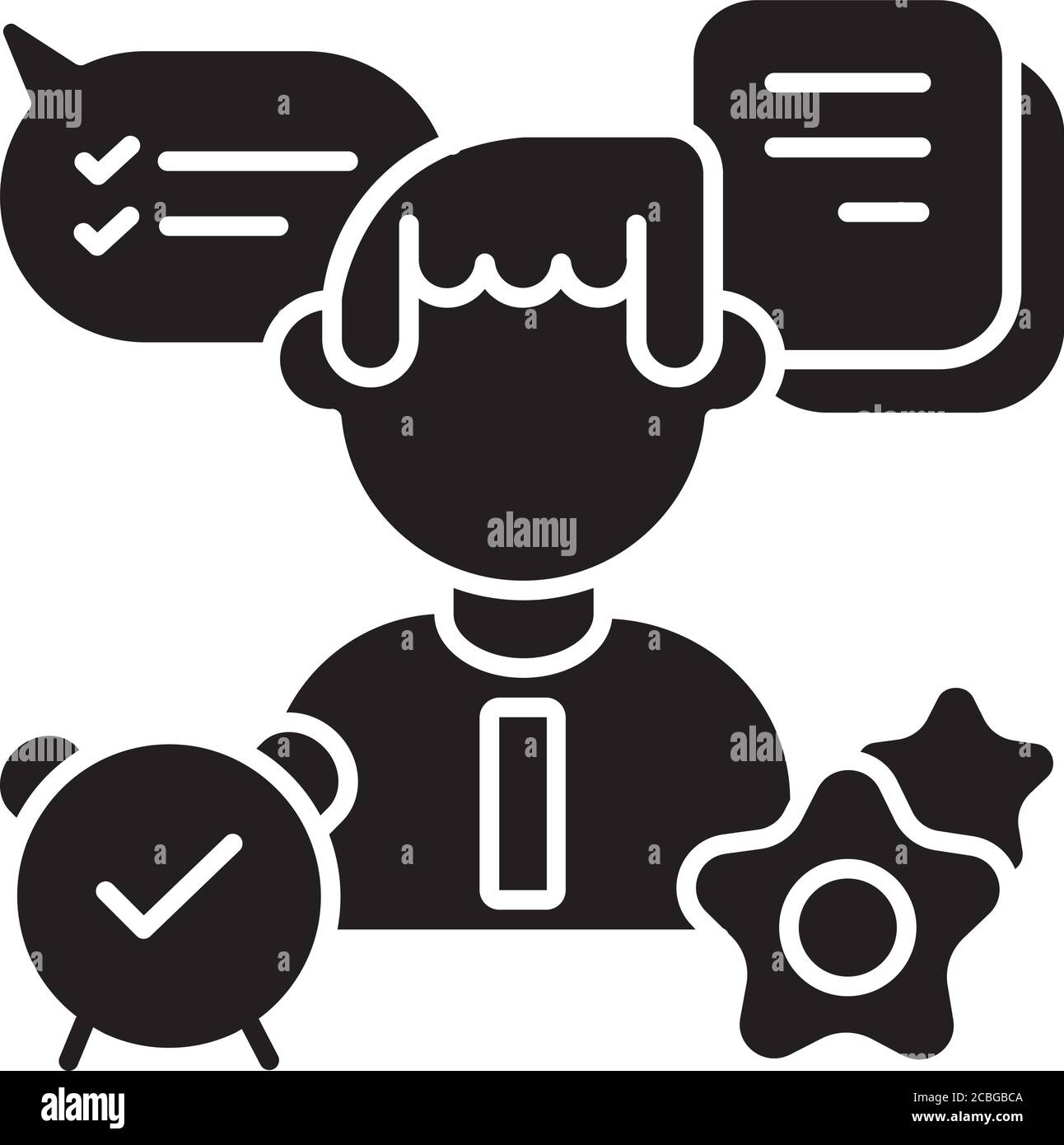 Organizational skills black glyph icon. Effective planning, time ...