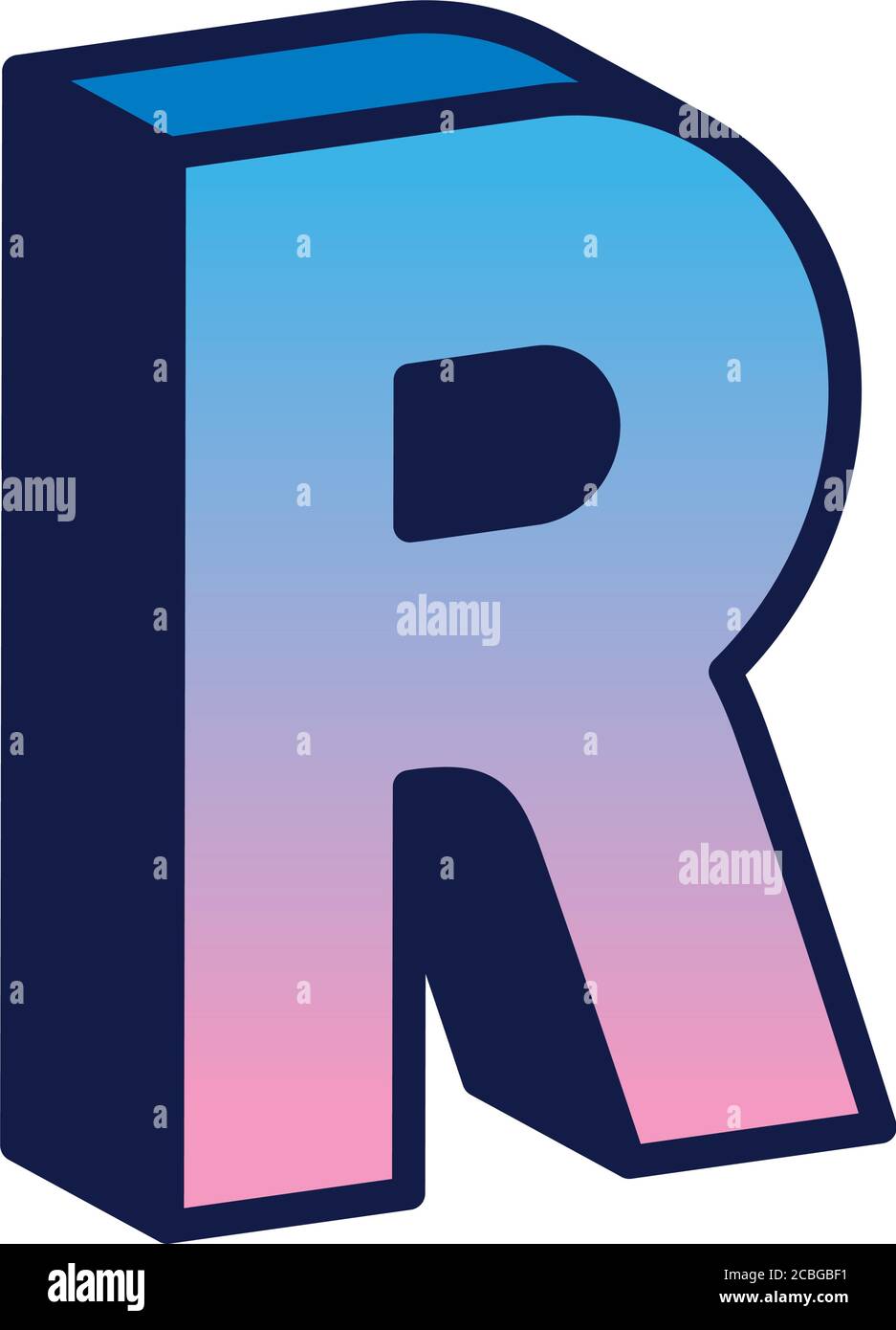 3d r letter design, lettering typography retro and comic theme Vector ...