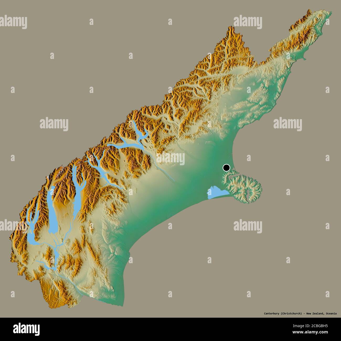 Shape of Canterbury, regional council of New Zealand, with its capital ...
