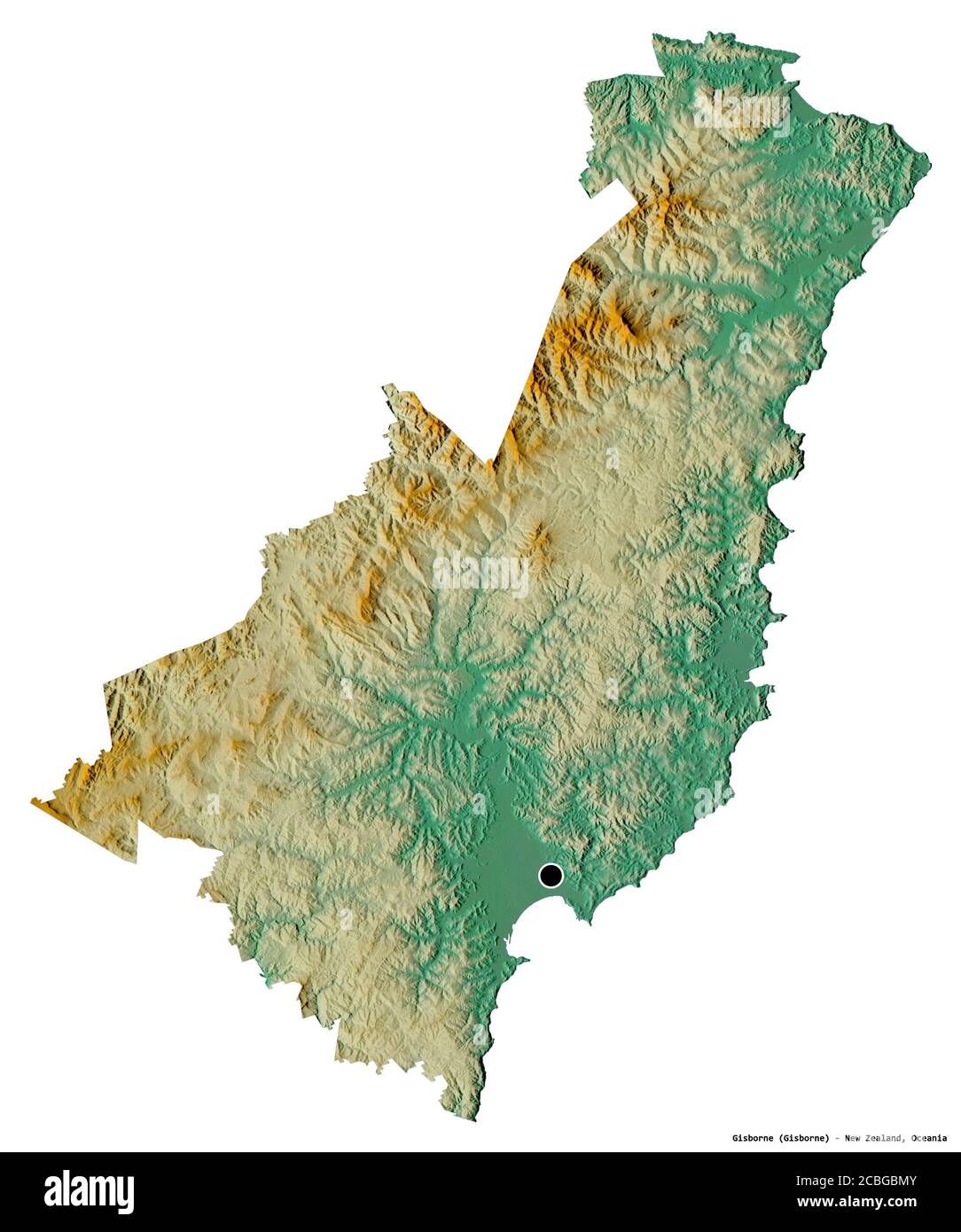 Shape of Gisborne, regional council of New Zealand, with its capital ...