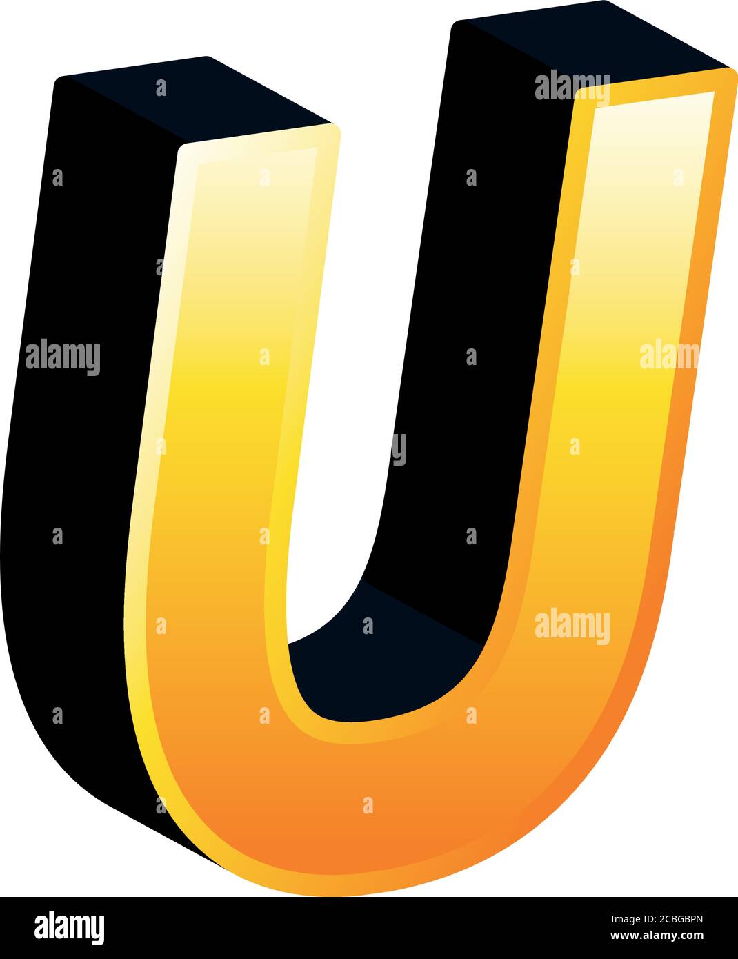 3d u letter design, lettering typography retro and comic theme Vector ...