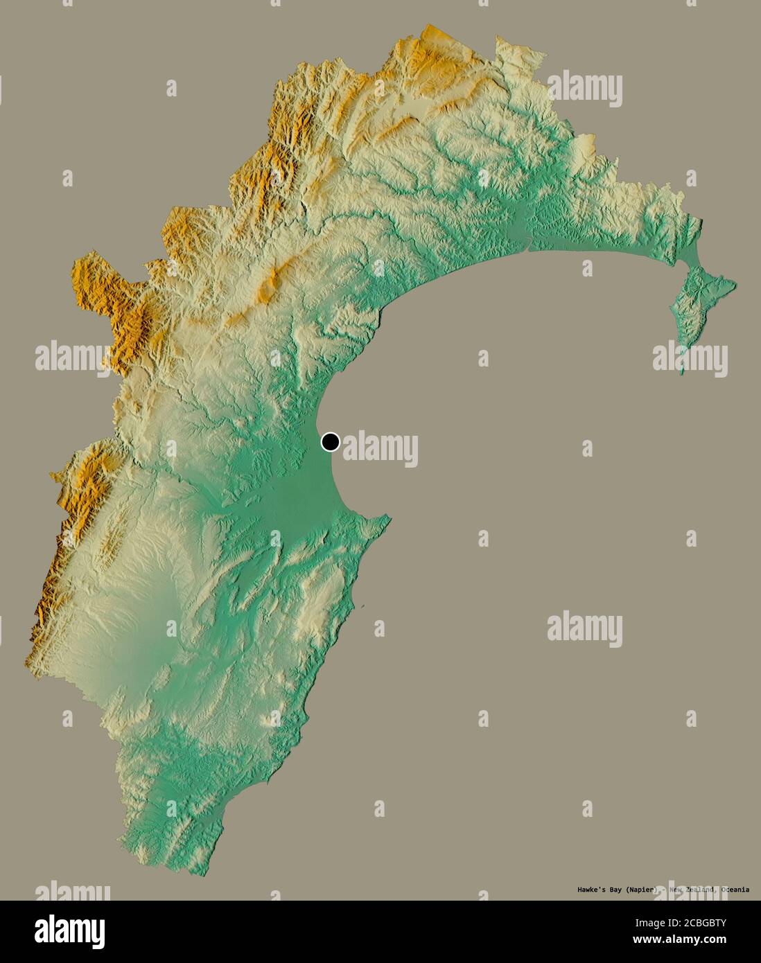 Shape of Hawke's Bay, regional council of New Zealand, with its capital ...