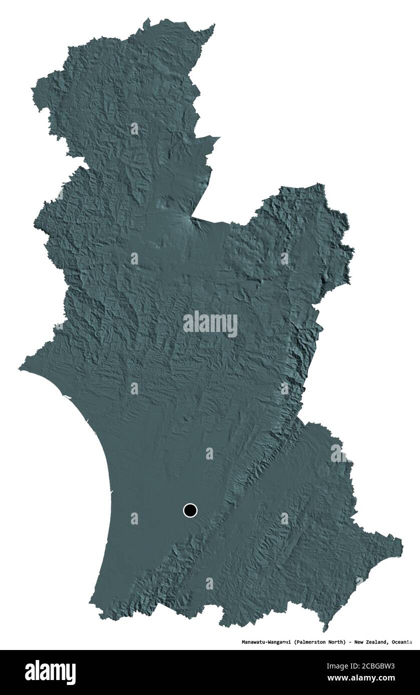 Shape of Manawatu-Wanganui, regional council of New Zealand, with its ...