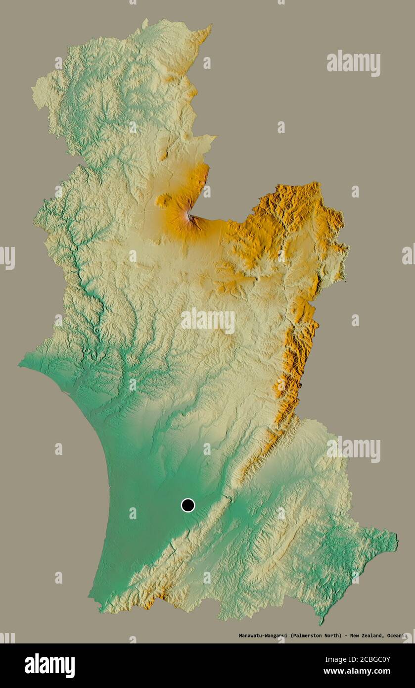 Shape of Manawatu-Wanganui, regional council of New Zealand, with its ...