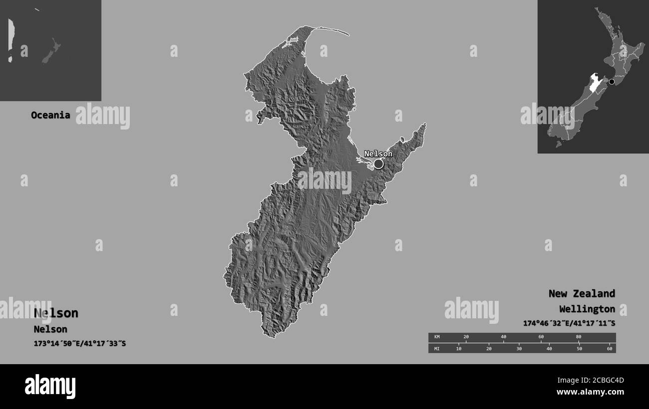 Shape of Nelson, unitary authority of New Zealand, and its capital ...