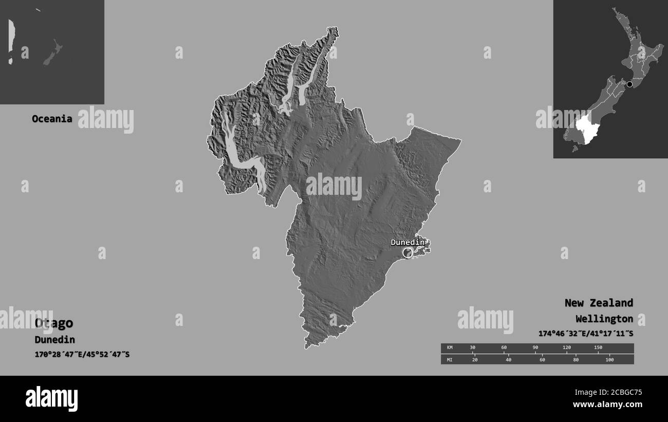Shape of Otago, regional council of New Zealand, and its capital ...