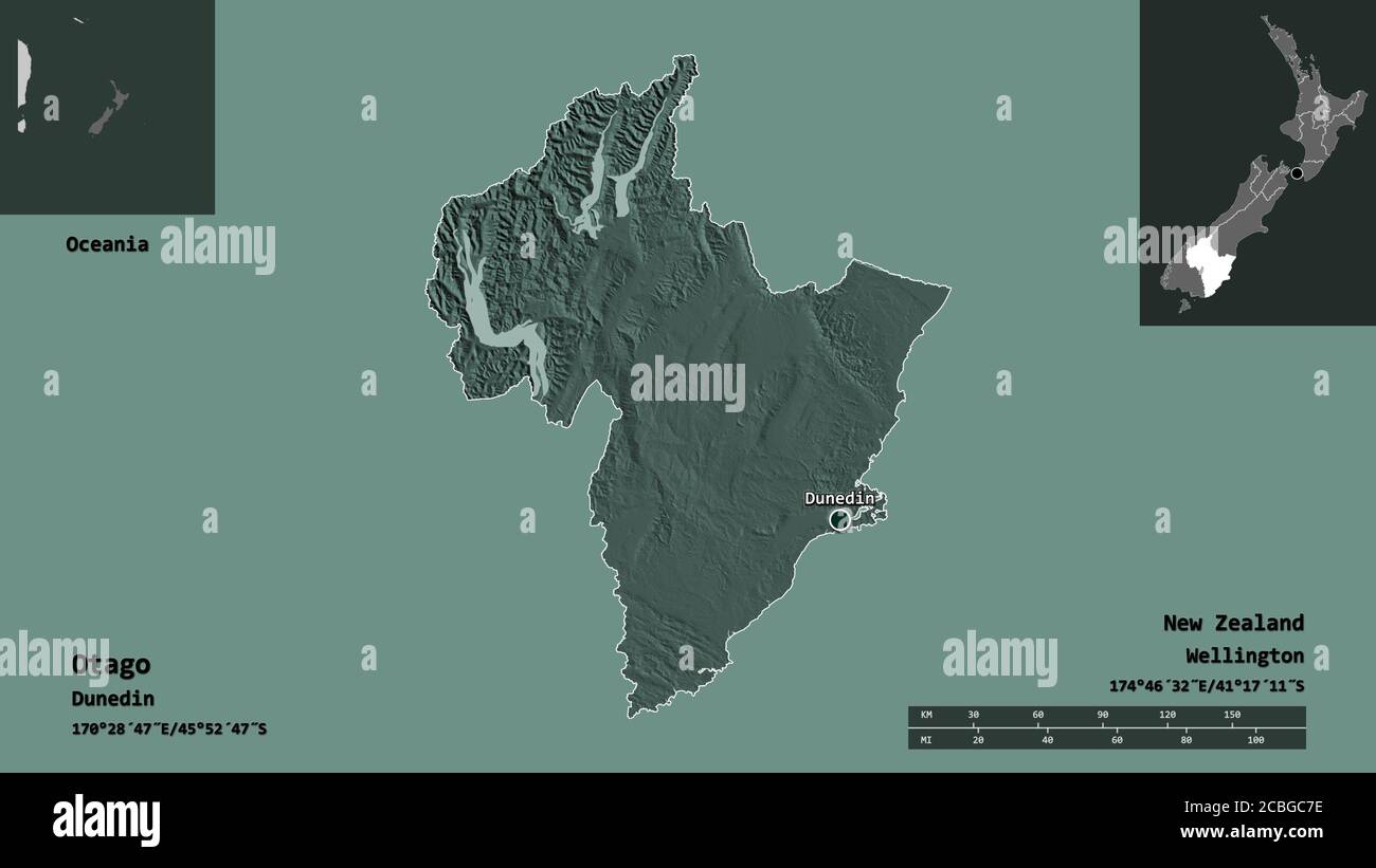Shape of Otago, regional council of New Zealand, and its capital ...