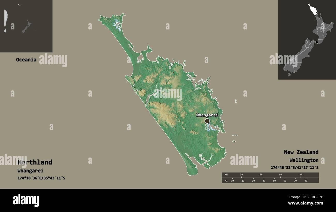 Shape of Northland, regional council of New Zealand, and its capital ...