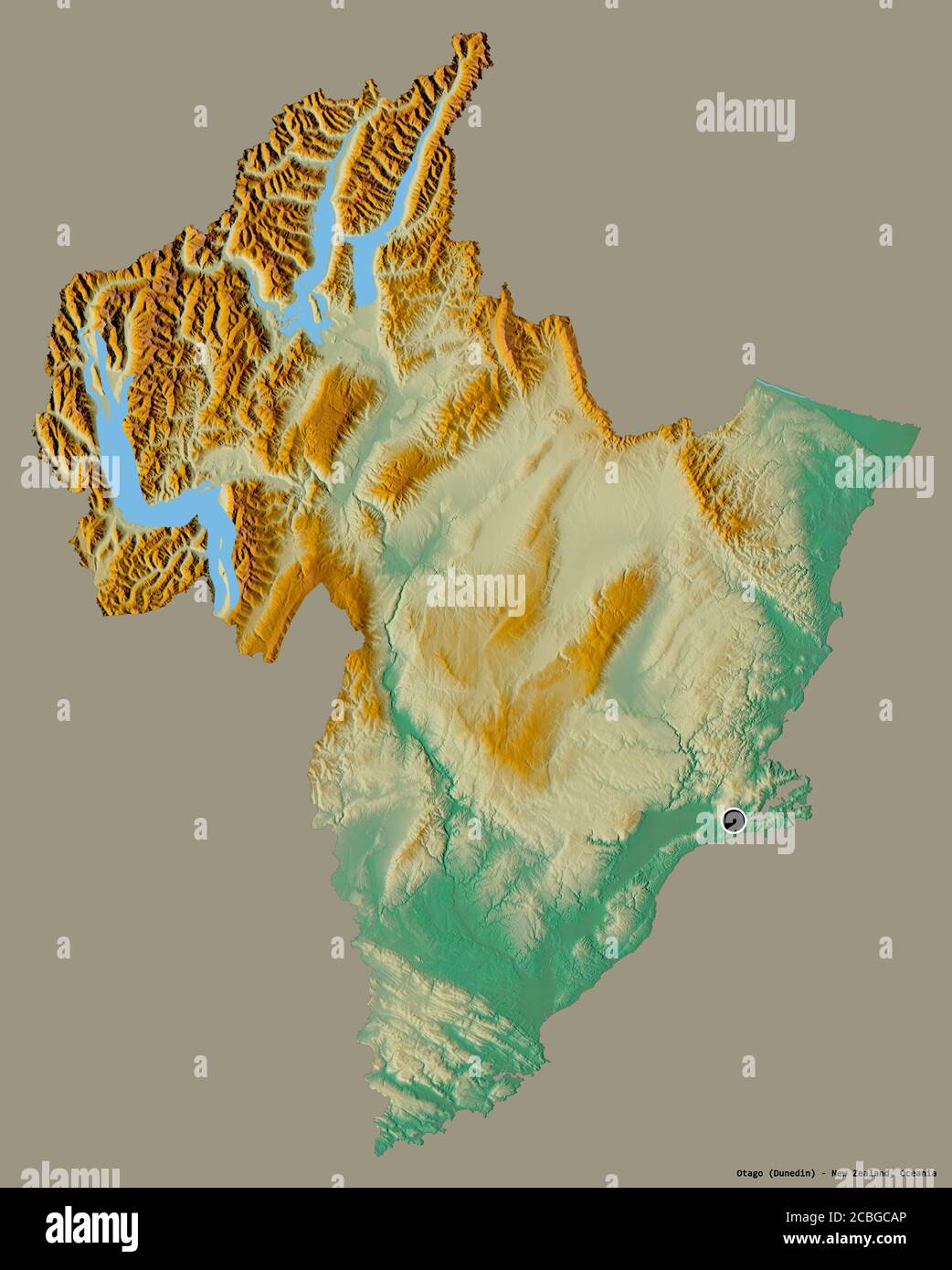Shape of Otago, regional council of New Zealand, with its capital ...