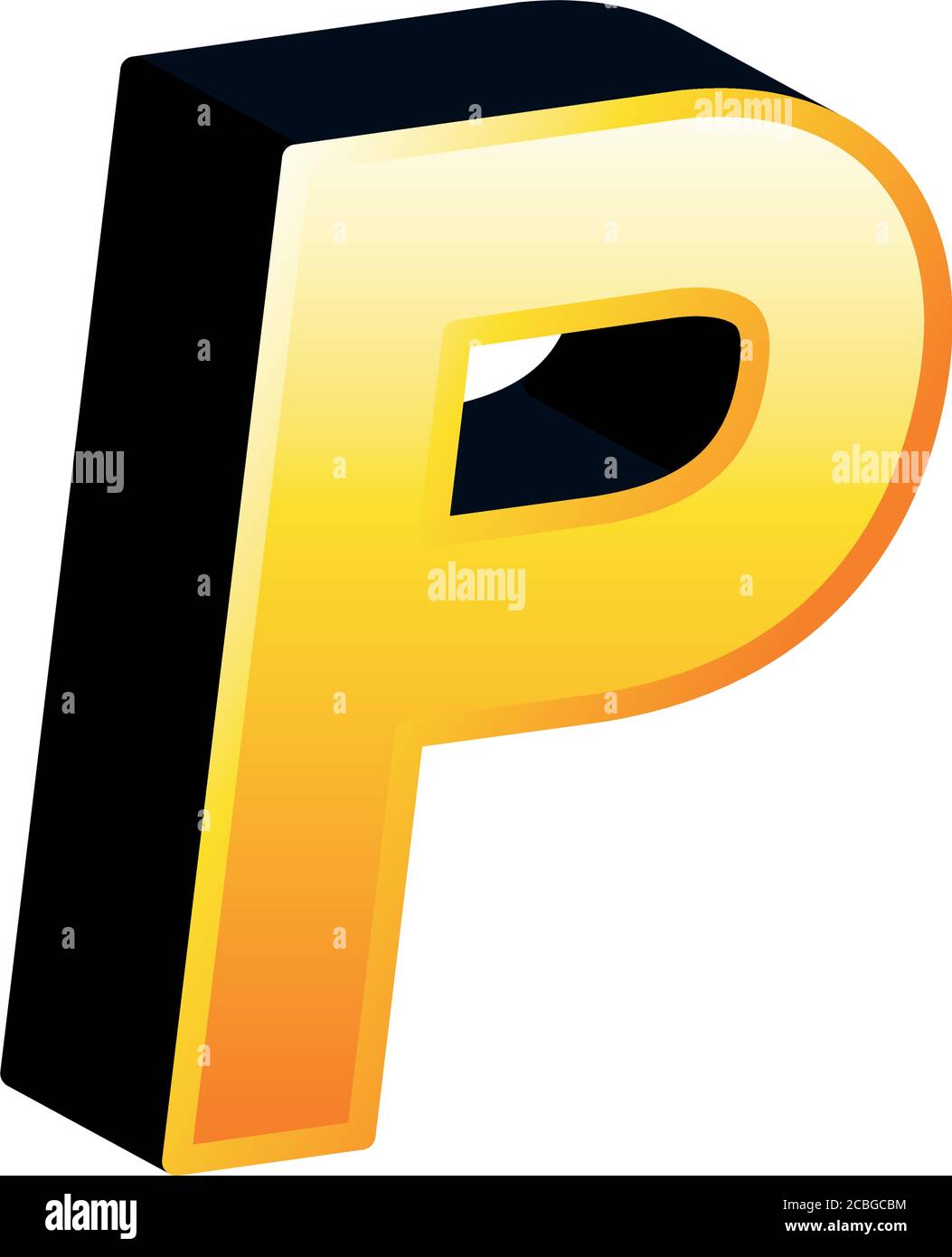 3d p letter design, lettering typography retro and comic theme Vector ...