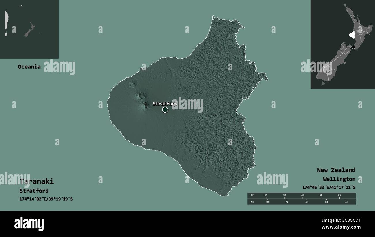 Shape of Taranaki, regional council of New Zealand, and its capital ...