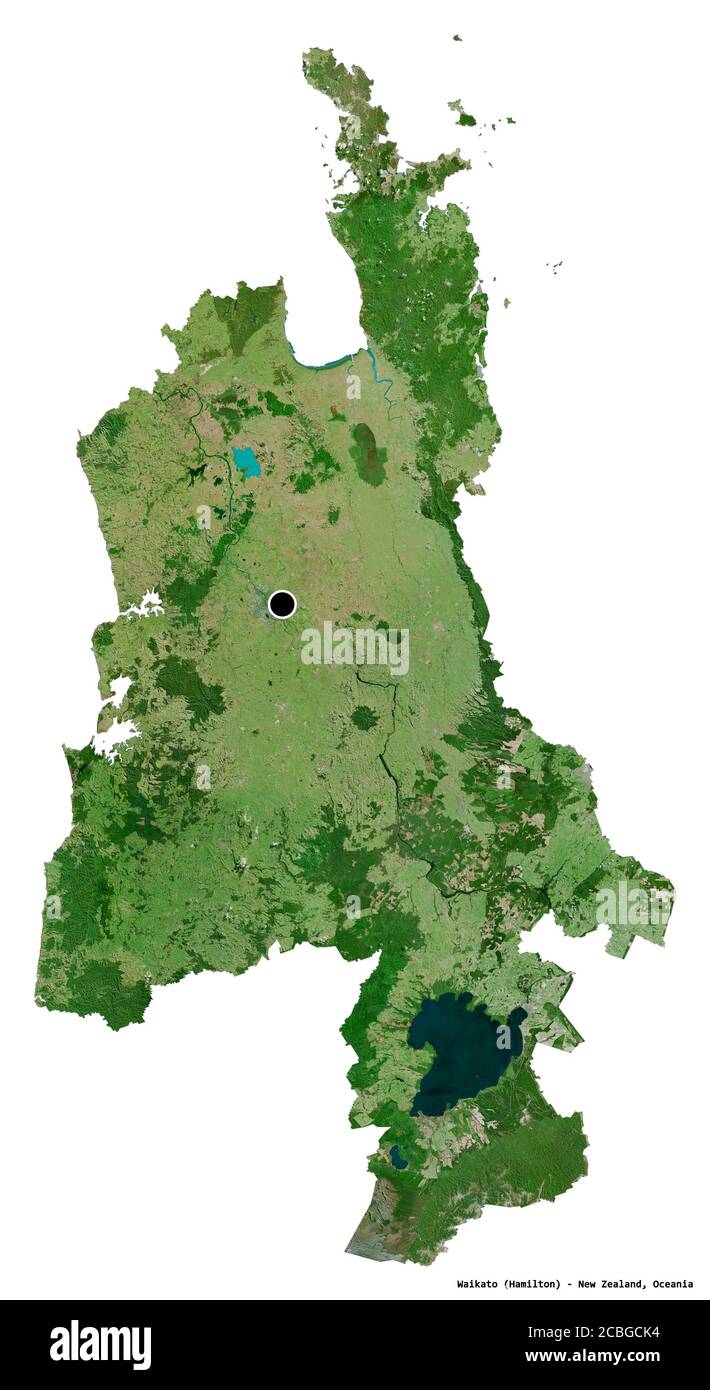 Shape of Waikato, regional council of New Zealand, with its capital ...