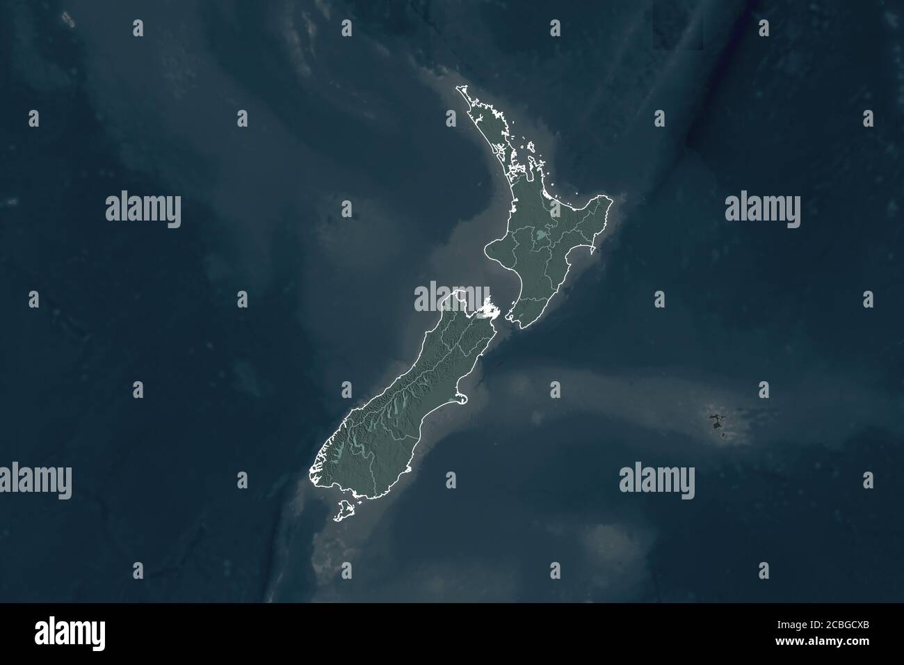 Shape of New Zealand separated by the desaturation of neighboring areas ...