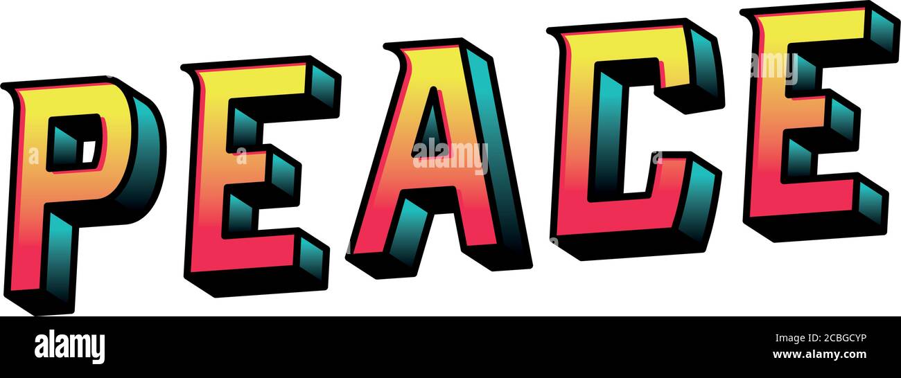 peace lettering design, typography retro and comic theme Vector ...