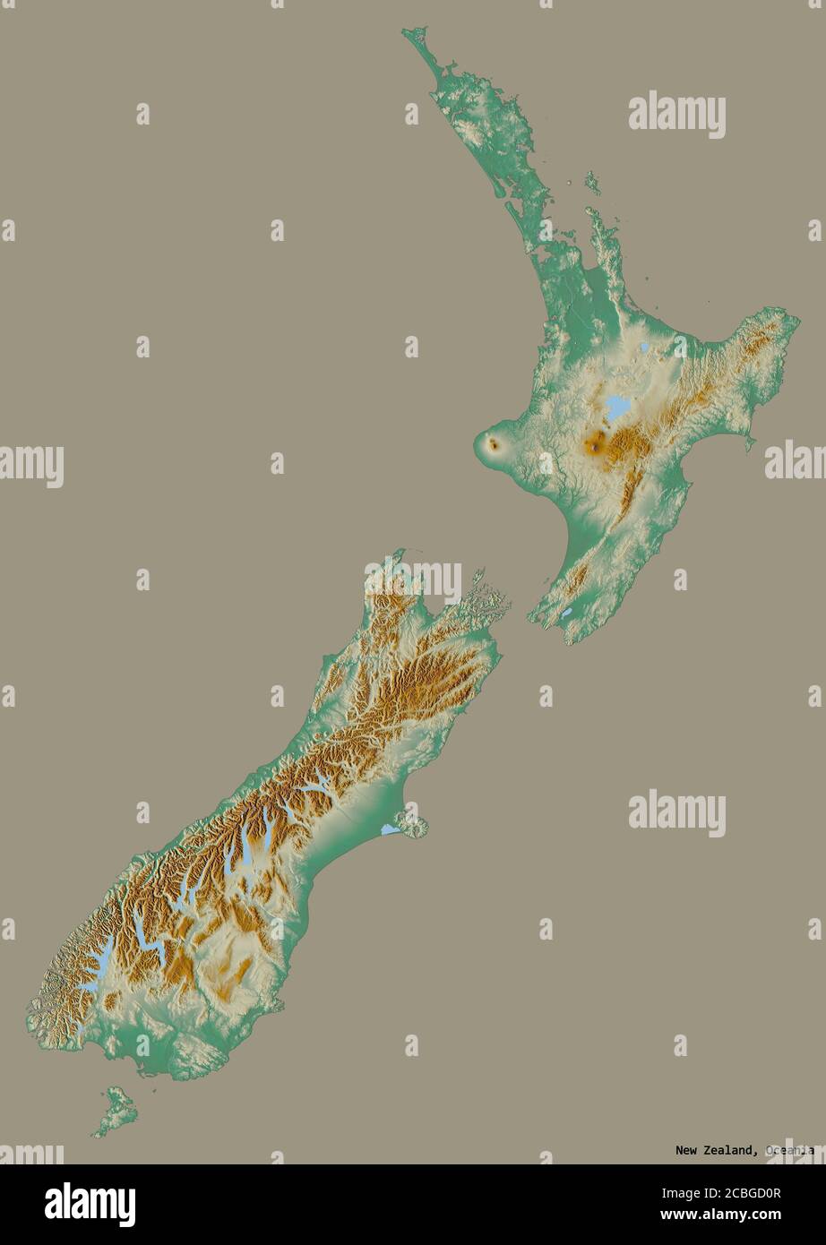Shape of New Zealand with its capital isolated on a solid color ...