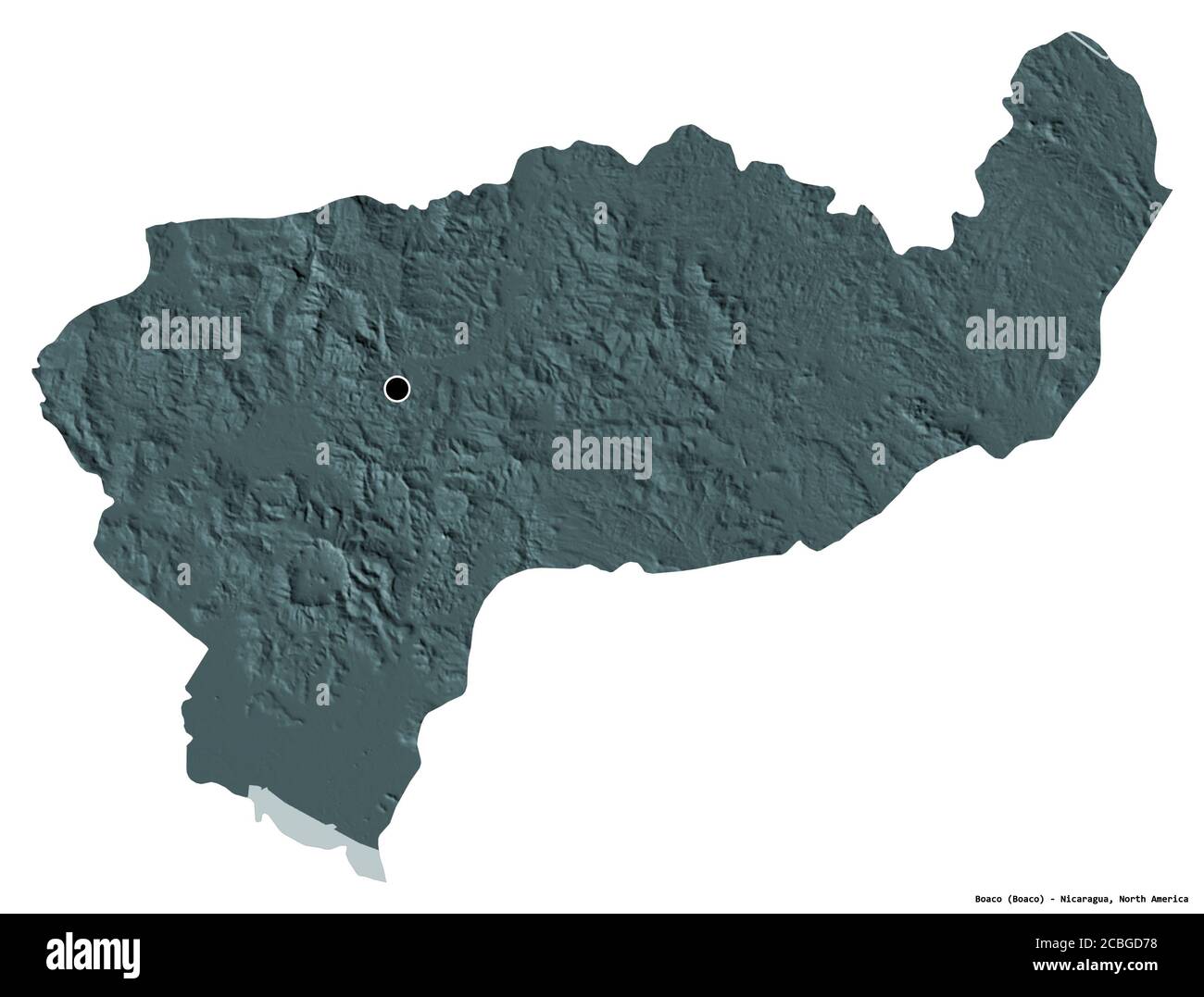 Shape of Boaco, department of Nicaragua, with its capital isolated on ...