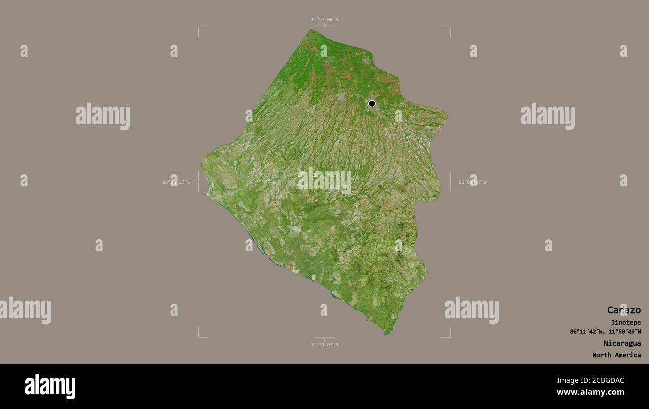 Area of Carazo, department of Nicaragua, isolated on a solid background ...