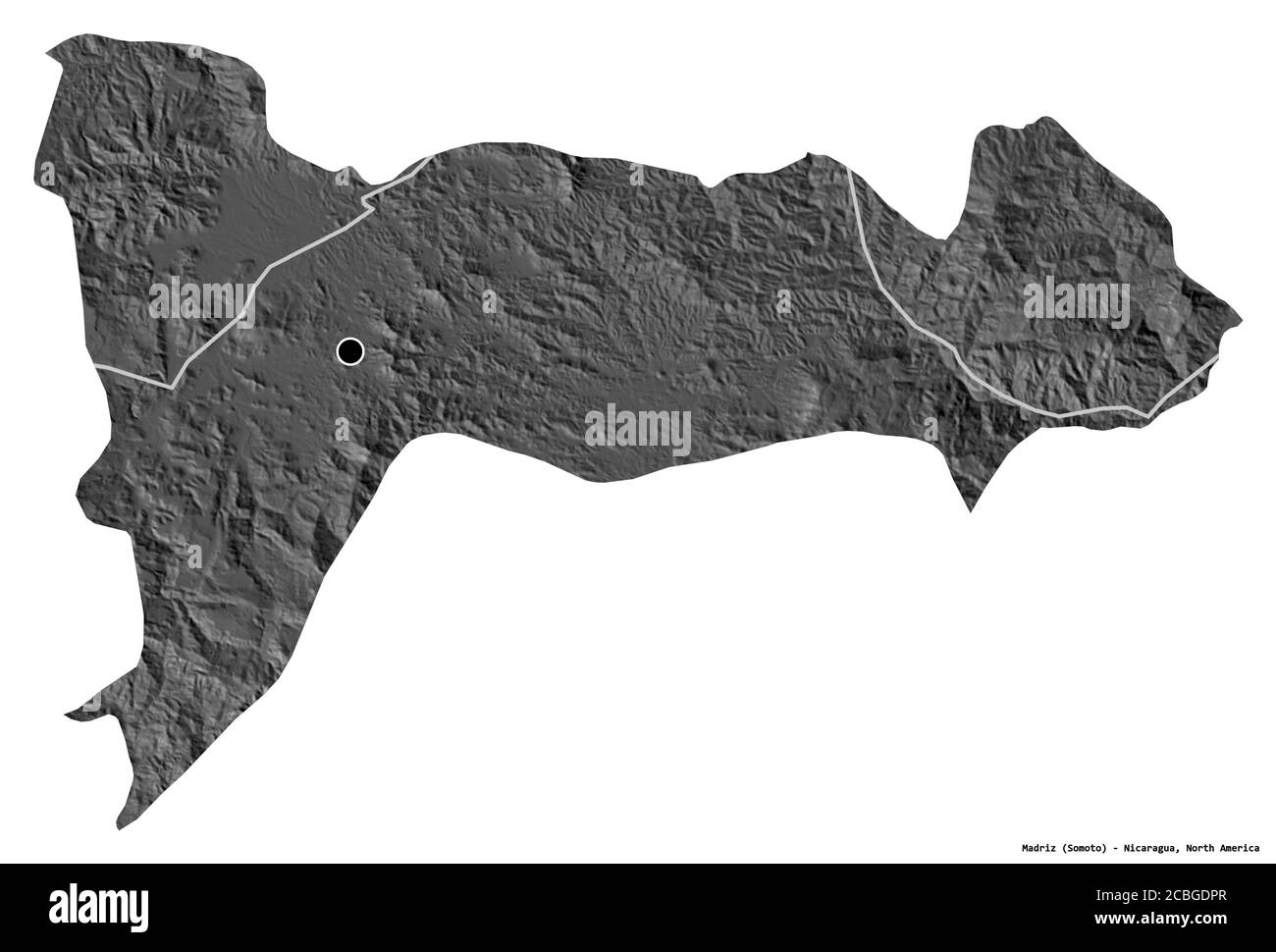 Shape of Madriz, department of Nicaragua, with its capital isolated on ...