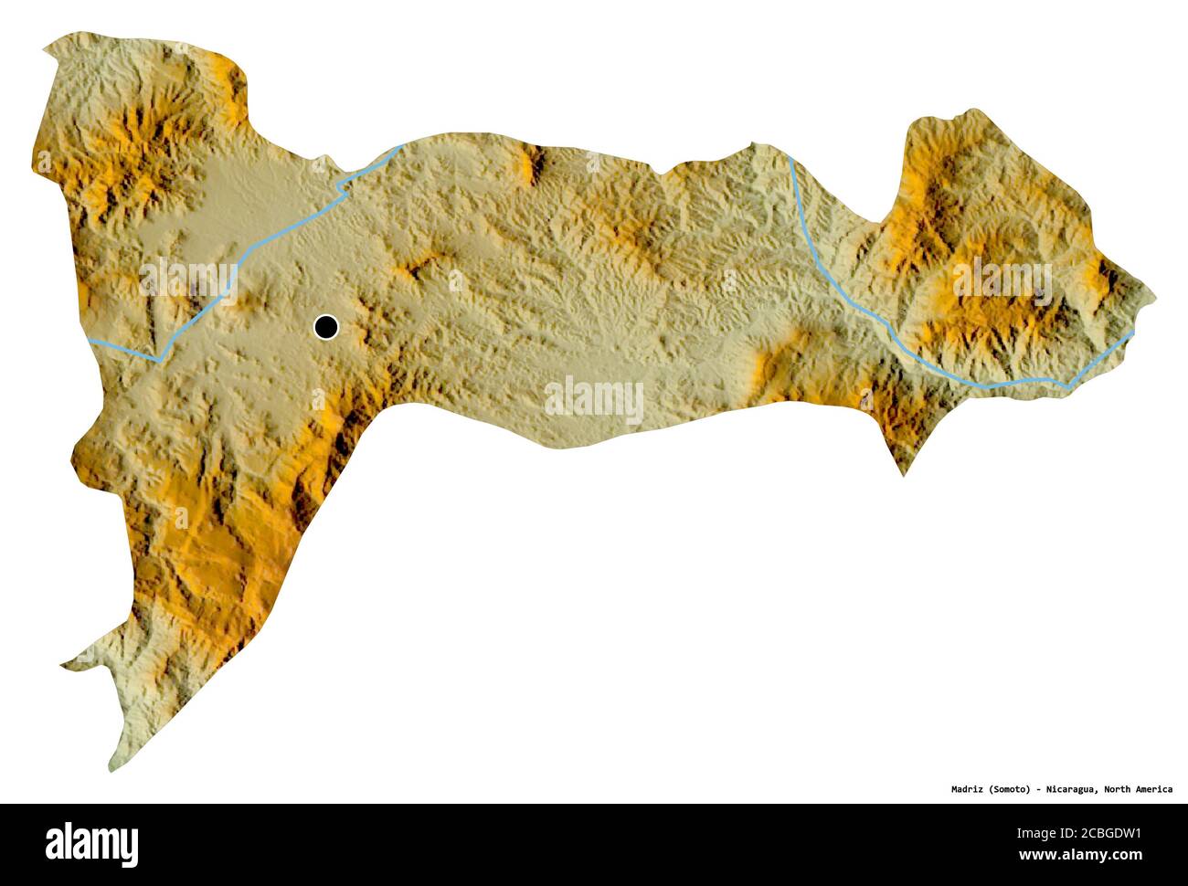 Shape of Madriz, department of Nicaragua, with its capital isolated on ...
