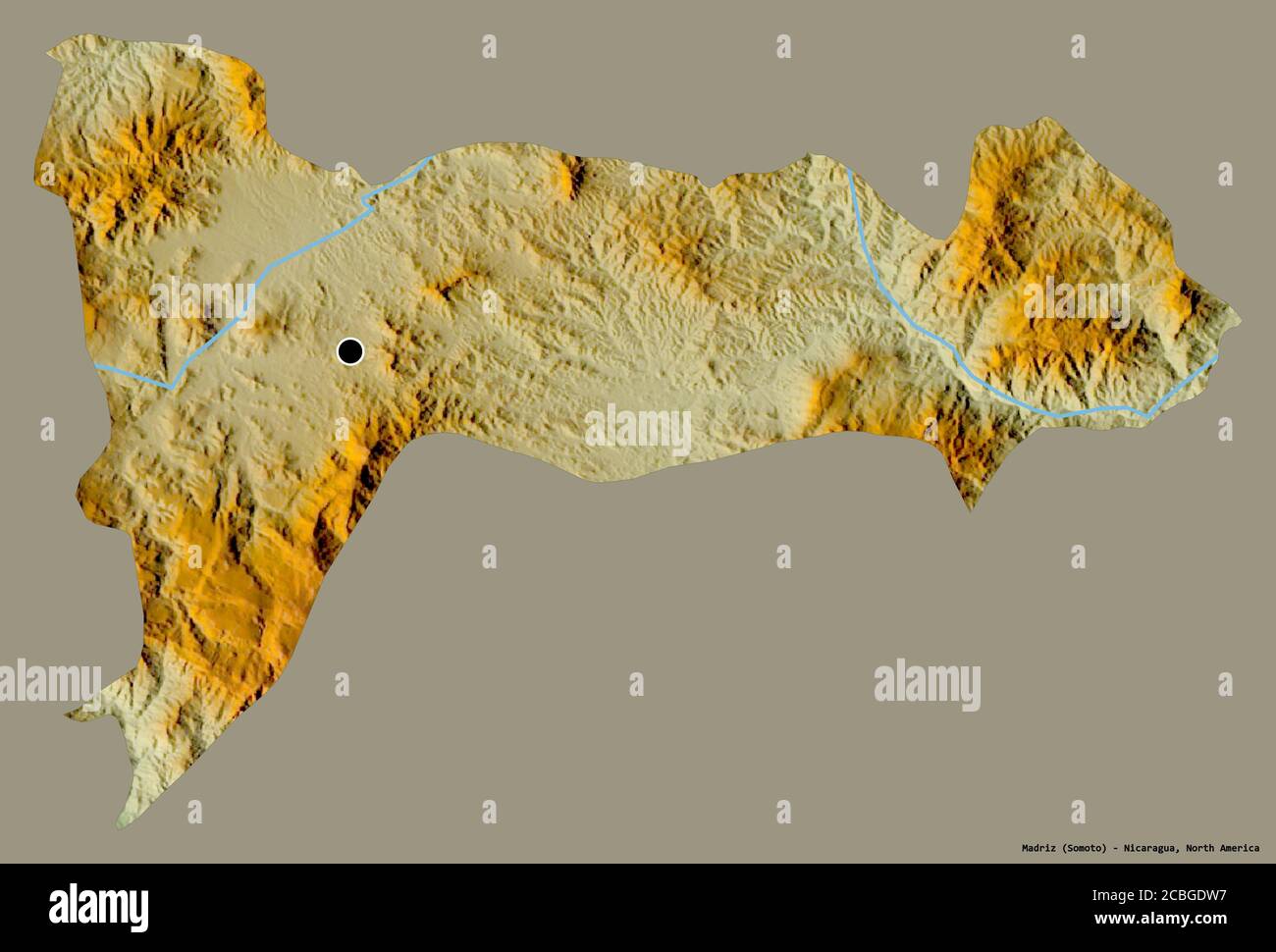 Shape of Madriz, department of Nicaragua, with its capital isolated on ...