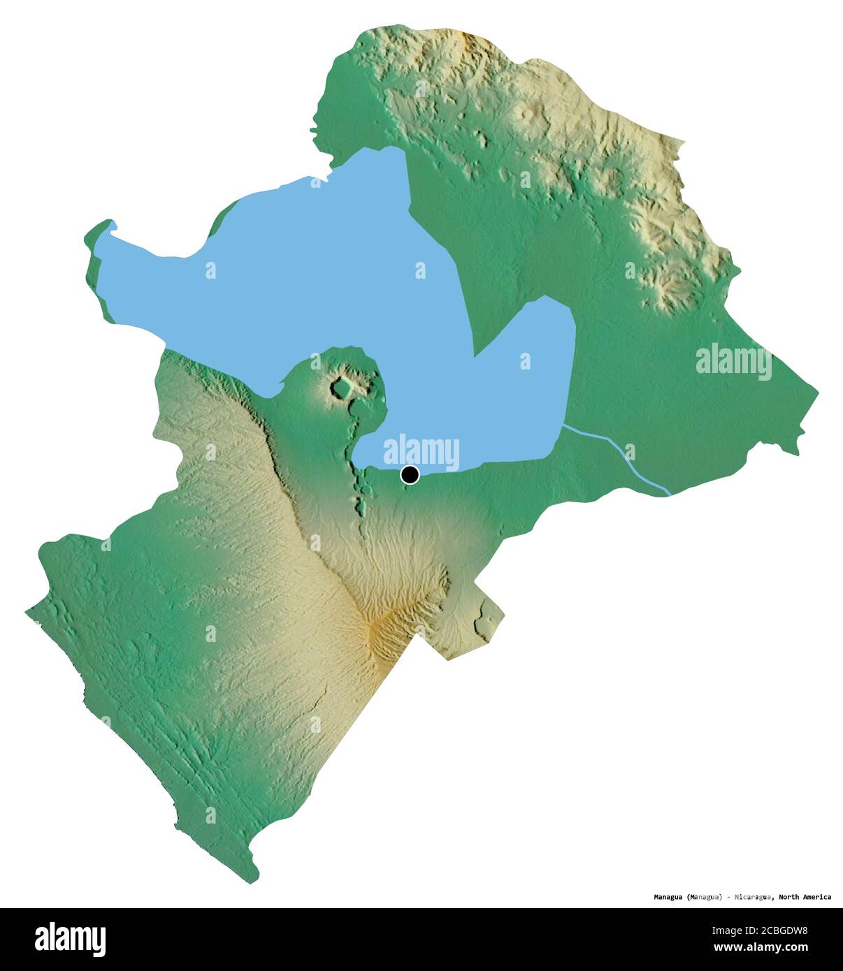 Shape of Managua, department of Nicaragua, with its capital isolated on ...
