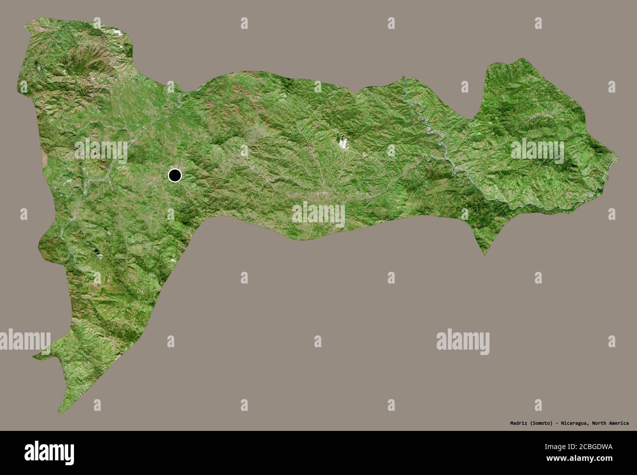 Shape of Madriz, department of Nicaragua, with its capital isolated on ...