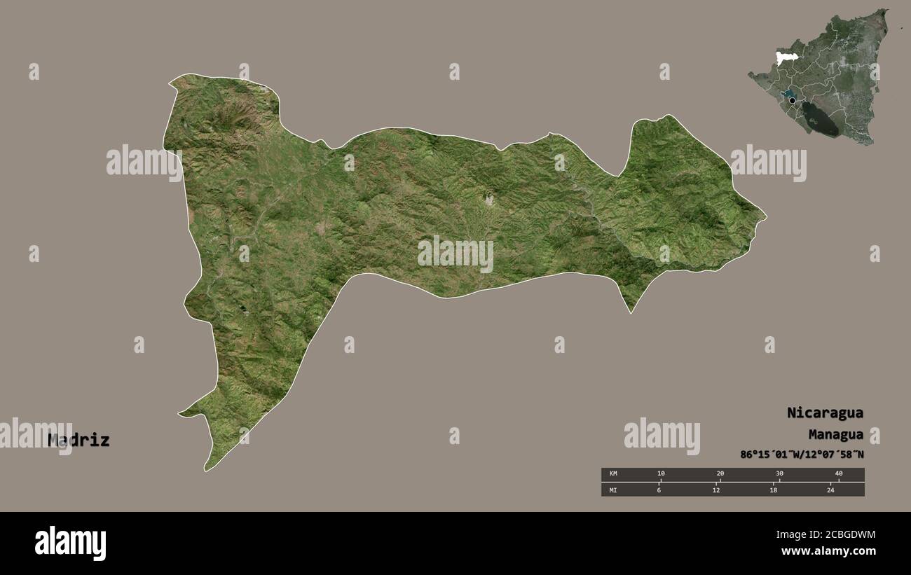Shape of Madriz, department of Nicaragua, with its capital isolated on ...