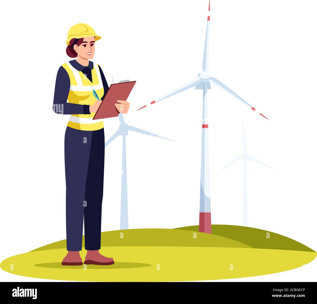 Alternative energy engineer semi flat RGB color vector illustration ...