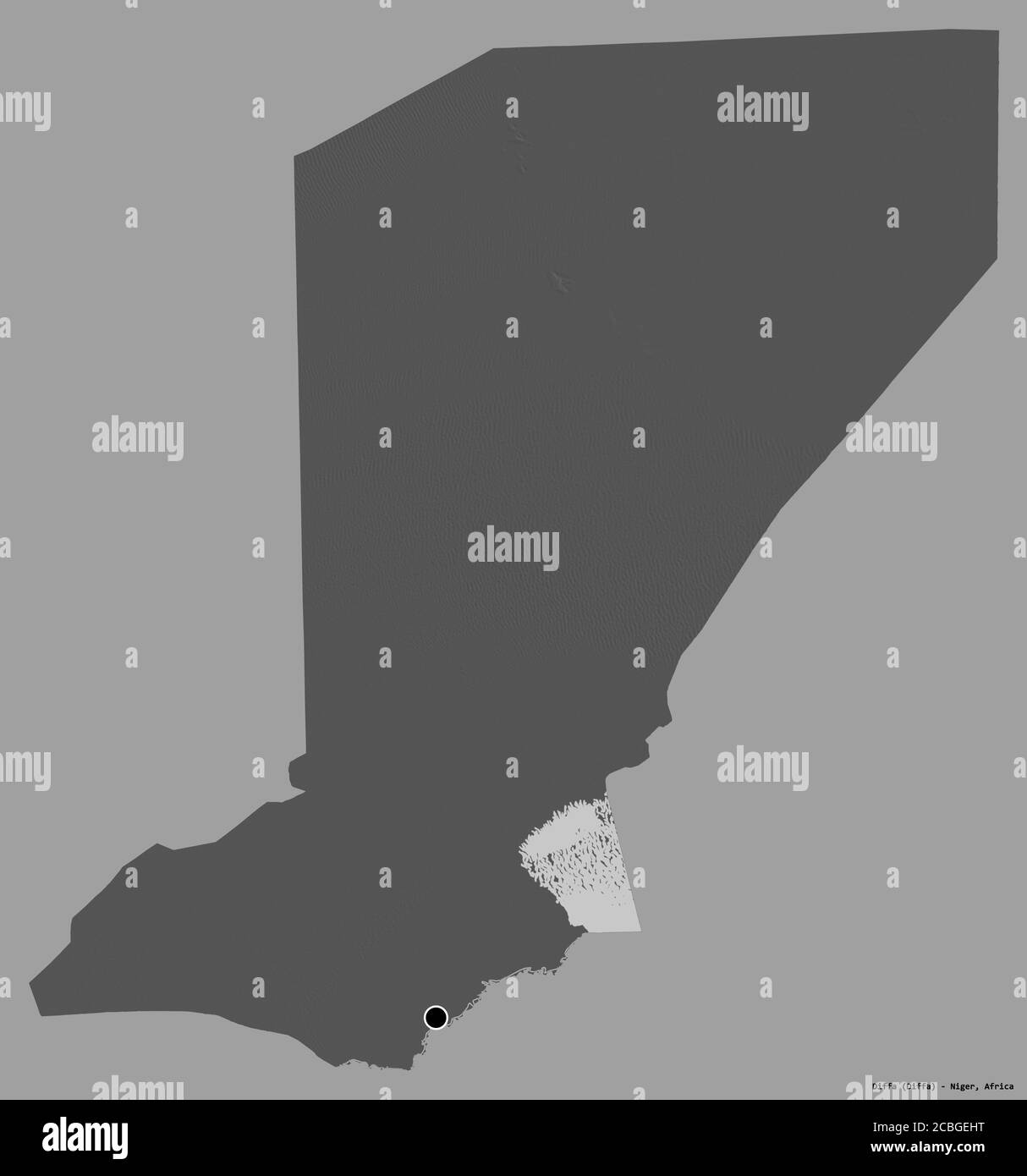 Shape of Diffa, department of Niger, with its capital isolated on a ...