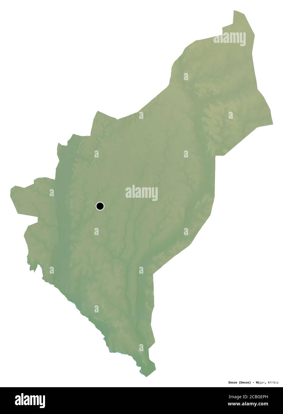 Shape of Dosso, department of Niger, with its capital isolated on white ...