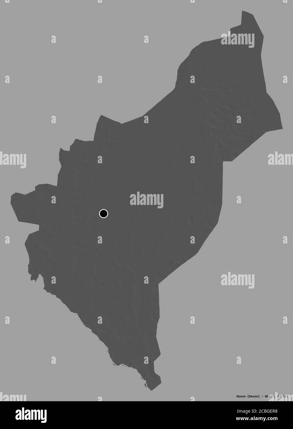 Shape of Dosso, department of Niger, with its capital isolated on a ...