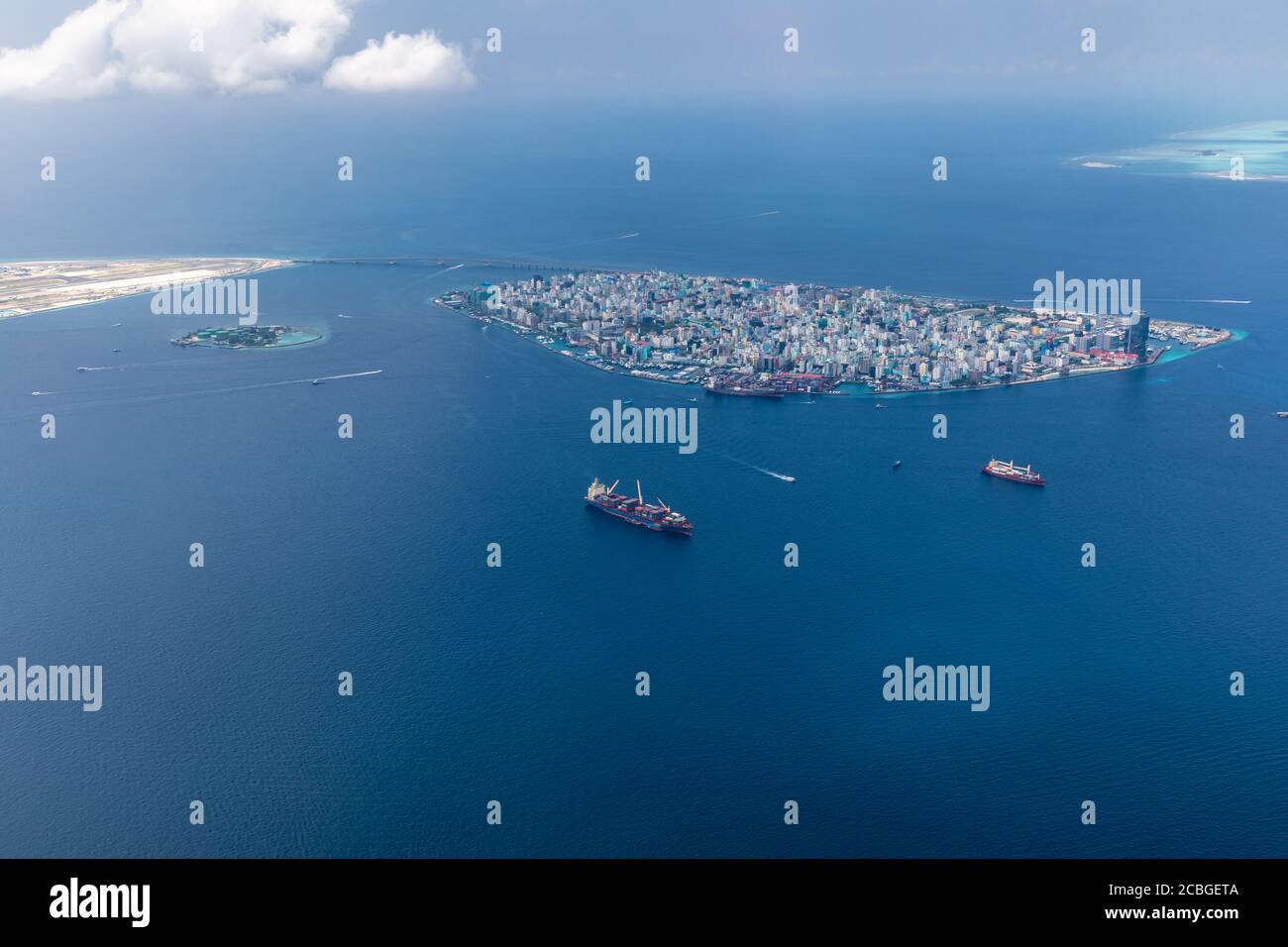 The capital of Maldives from the sky. Aerial view on male the capital ...