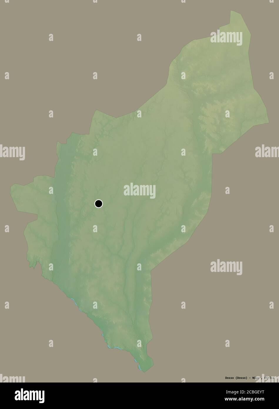 Shape of Dosso, department of Niger, with its capital isolated on a ...