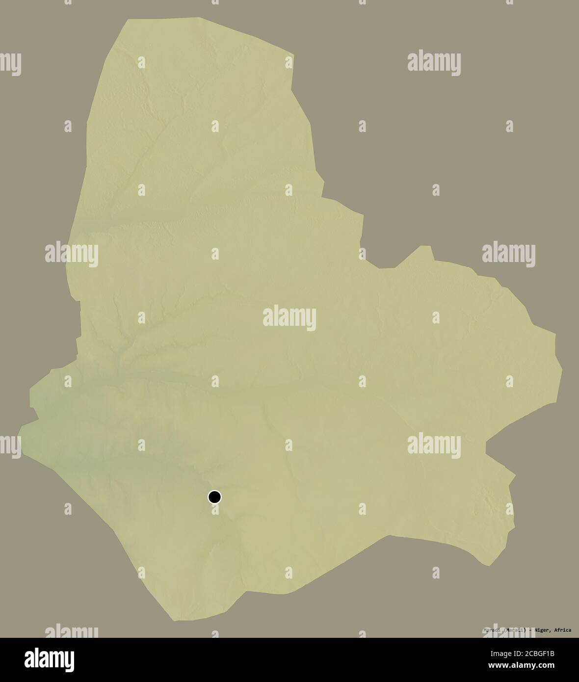Shape of Maradi, department of Niger, with its capital isolated on a ...